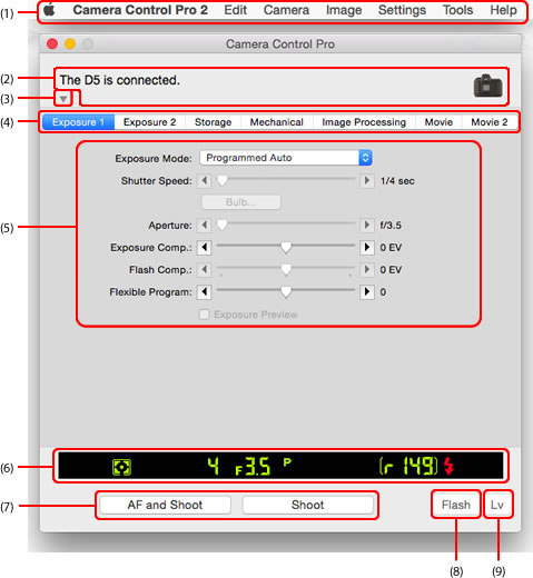 Screen Layout | Camera Control Pro Help | Nikon